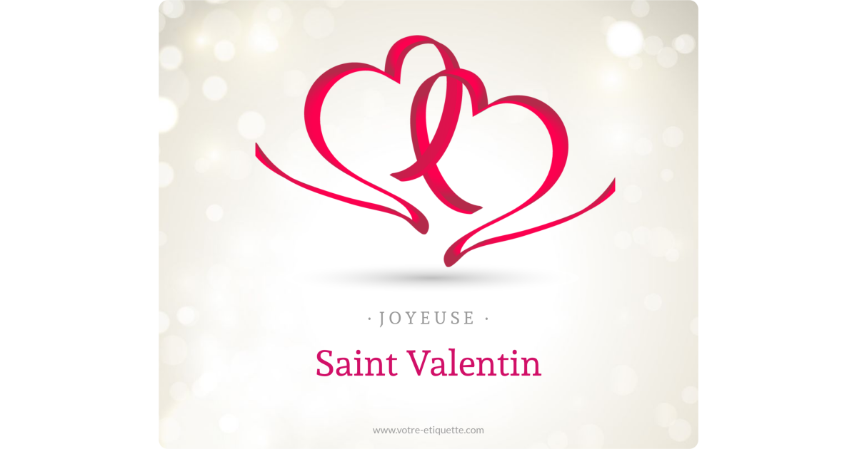 Étiquette personnalisée autocollante modèle Saint Valentin ruban