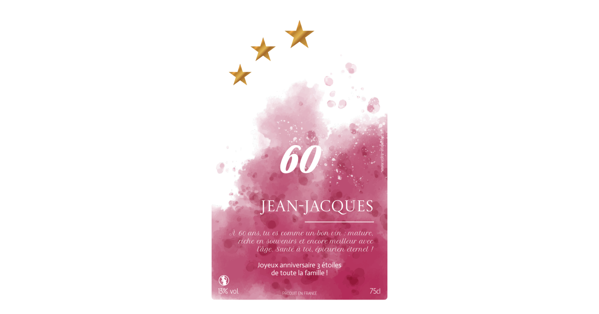 Personalized rounded top 3 star sticker label for birthday