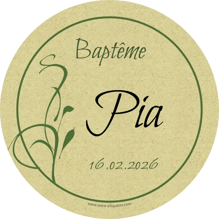 Custom round baptism label - Eco-friendly vegetable paper 40x40mm ...