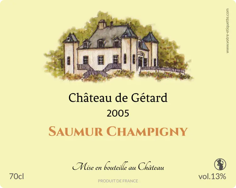 Custom wine label - illustration of chateau saumur champigny